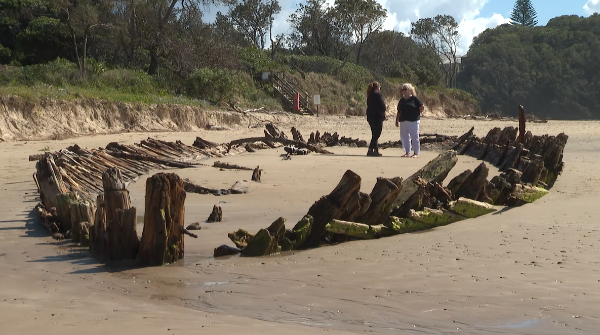 Woolgoolga’s shipwreck is once again exposed – NBN News